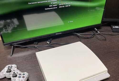 Sony PS3 Slim 320gb (белая) Прошитая + игры