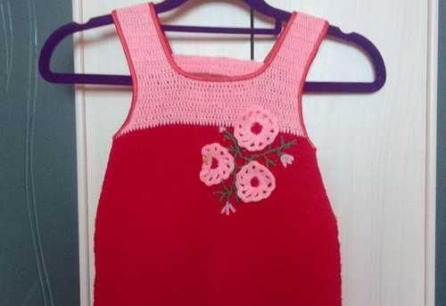 Платье вязанное для девочки 3-4 лет