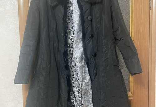 Пальто женское зимнее черное размер 50