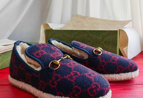 Женские Лоферы с мехом gucci GG wool loafers