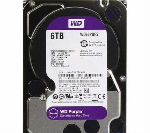 Новый Жесткие диски (HDD) 3.5 HDD 6Tb WD Purple