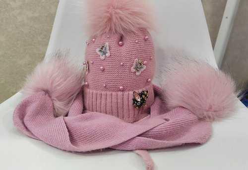 Зимний комплект шапка и шарф детский
