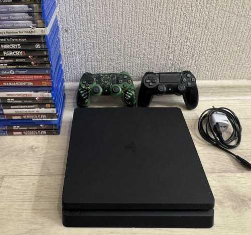 Sony playstation 4 slim 1tb 2 геймпада 22 игры