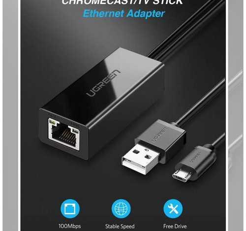 Адаптер Ugreen (30985) Micro USB 2.0 To Ethernet