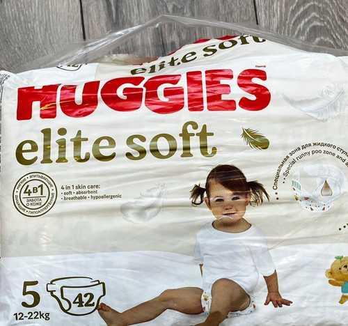 Подгузники Huggies Elite Soft 5 XL,12-22 кг,38 шт