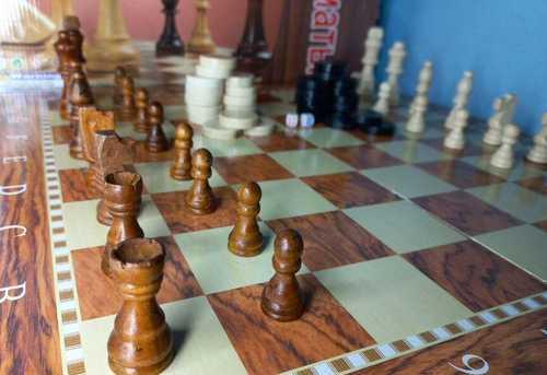 Набор 3в1 Шахматы, шашки, нарды из дерева