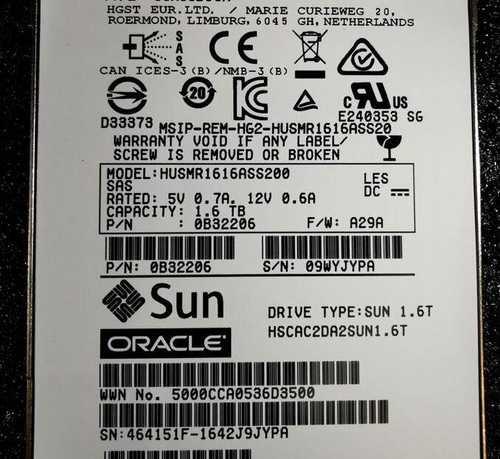Накопитель SSD sas 12g 1.6tb sun oracle Hitachi