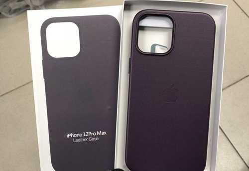 Чехол на iPhone 12 Pro Max Leather Case фиолетовый