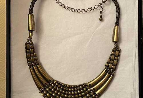 Этническое металическое колье ожерелье