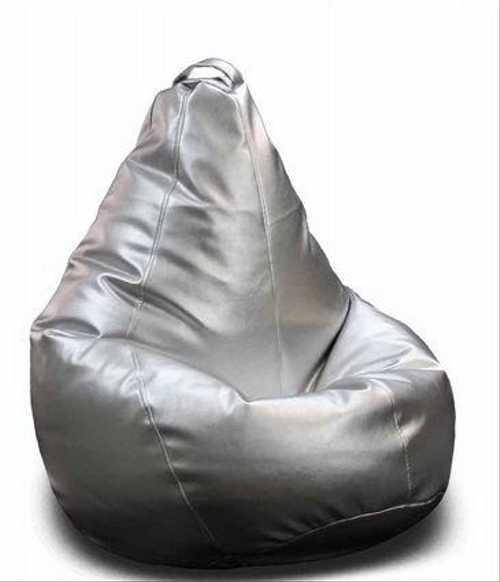 Кресло мешок экокожа серебро XL