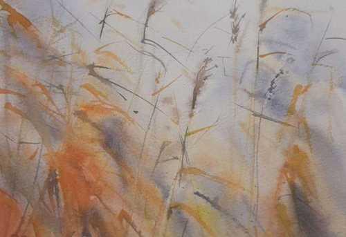 Картина акварель пейзаж Утро на Ладоге
