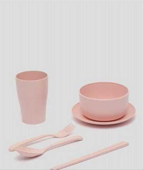 Экологически чистый набор посуды розовый