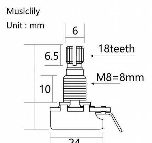 Потенциометр B25K (лин), Musiclily MX1962-2
