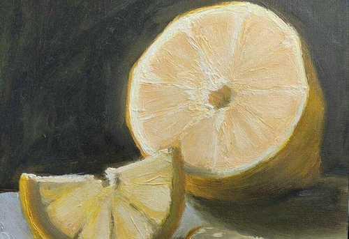 Картина маслом 25х25 "Лимон"