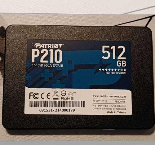 SSD накопитель Patriot P210 P210S512G25 512гб