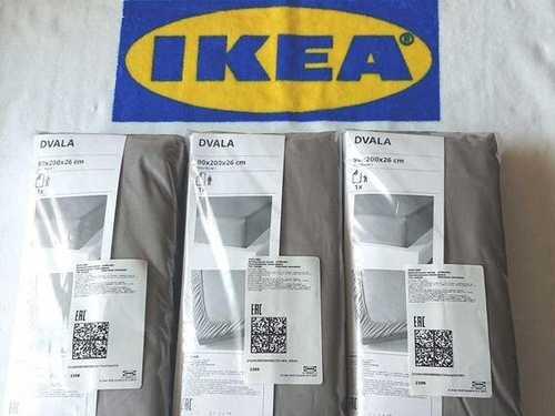 Простыни натяжные IKEA dvala Двала 90х200 серые
