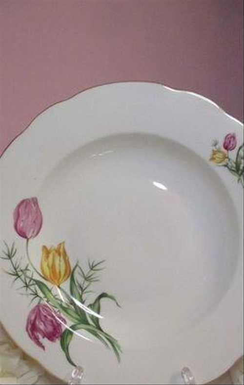 Глубокая тарелка Тюльпаны Чехословакия 60-е