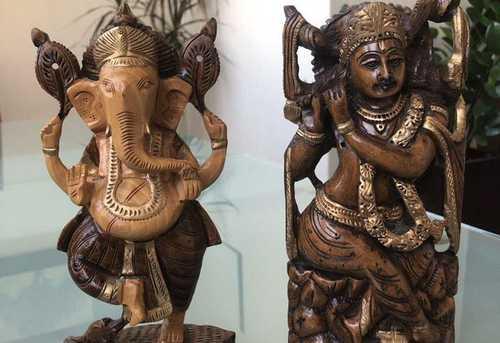 Статуэтки индийских богов из дерева