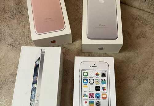 Коробка от iPhone 5s, 7 белый и розовый