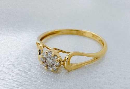 Золотое кольцо с бриллиантами 585 проба / 1.44 гр