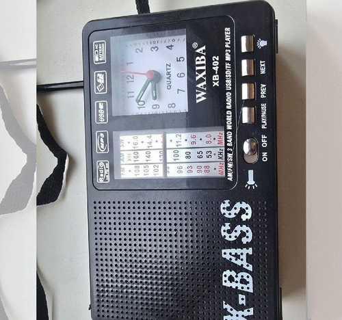 Часы радиоприемник FM AM mp3 фонарь Waxiba xb-402