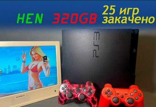 Sony PS3 Slim 250GB прошитая + 25 игр