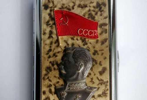 Портсигар Сталин, Берия, СССР, сталь, латунь