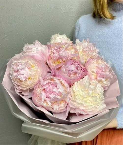 Пионы розовые премиум цветы доставка