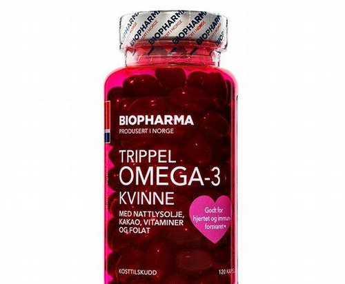 Антиоксидант Biopharma Trippel Omega-3 Kvinne 120