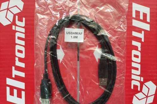 Шнур удлинитель USB (AM/AF) чёрный 1,8м