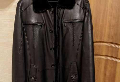 Мужская зимняя кожаная куртка с мехом