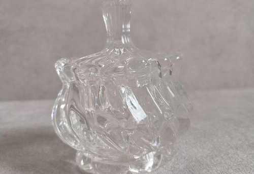 Сахарница стеклянная с крышкой конфетница ваза