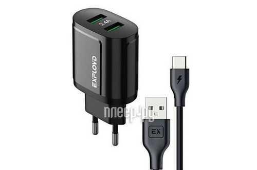 Exployd Easy Type-C - 2хUSB 2.4A Black EX-Z-1434