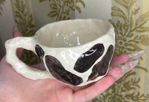 Необычная чашка керамическая коровий принт