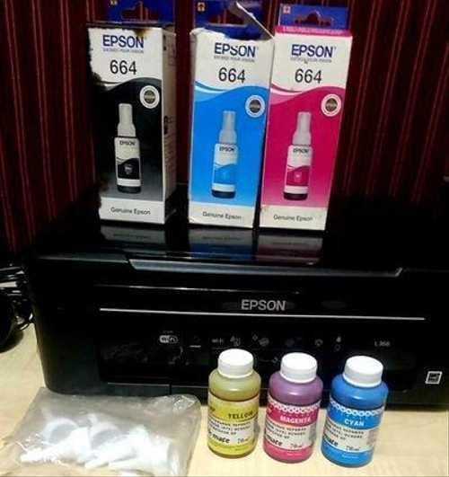 Принтер Epson L366, C462S, цветной +сканер +копир