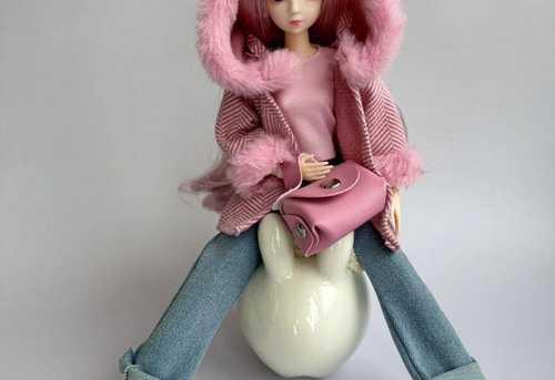 Кукла шарнирная аниме с розовыми волосами