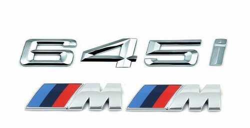 Комплект: шильдик BMW 645i + M-performance хром