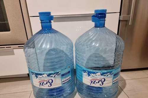 Пластиковые бутылки с крышками 19 литров 2 шт