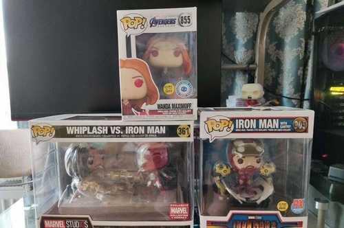 Funko pop Wanda, Iron man, Whiplash vs Iron man