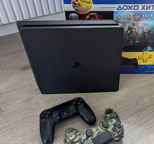 Sony playstation 4 slim 1tb + 2 геймпада + игры