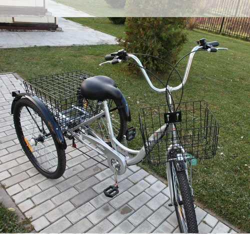 Большой устойчивый трехколесный велосипед 26" с ко