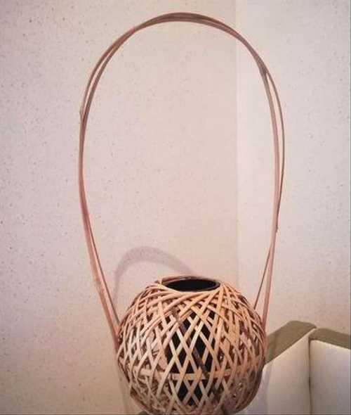 Плетёная ваза/кашпо из бамбука (Япония)