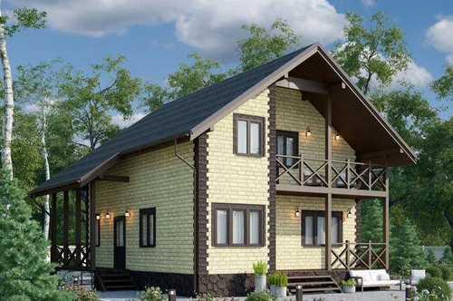 Двухэтажный каркасный дом с балконом 143 м²