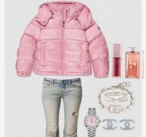 Пуховик moncler розовый