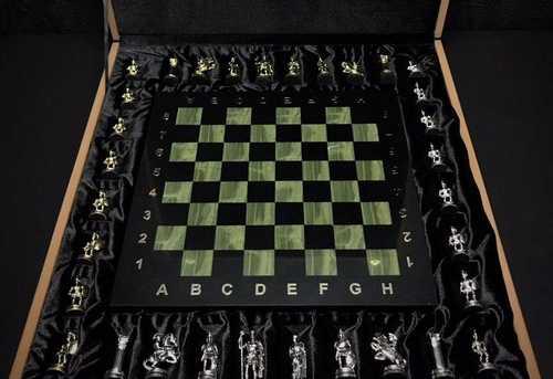 Шахматы (мрамор, металл) в подарочной коробке