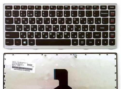 Клавиатура Lenovo IdeaPad Z400 черная, рамка серая