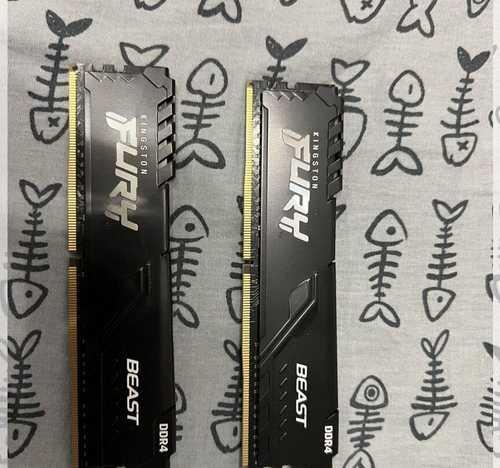 Оперативная память ddr4 16gb(2*8) kingston fury