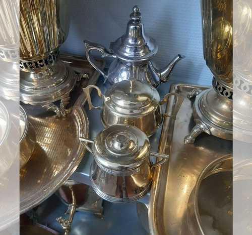 Сахарница латунная и чайник заварочный