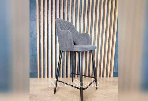 Барный серый кухонный стул с мягкой спинкой