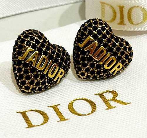 Серьги dior черные с коробкой